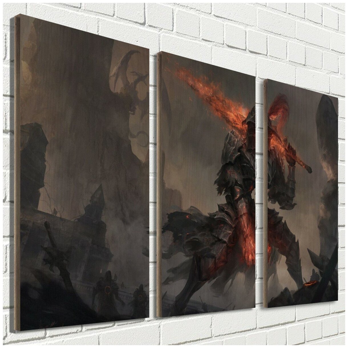 Модульная картина игры dark souls дарк соулс средневековье костер - 2055