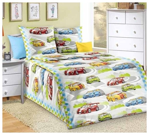 Лайт Постель комплект постельного белья с простыней на резинке "Гонки", размер 80 х 160 см.