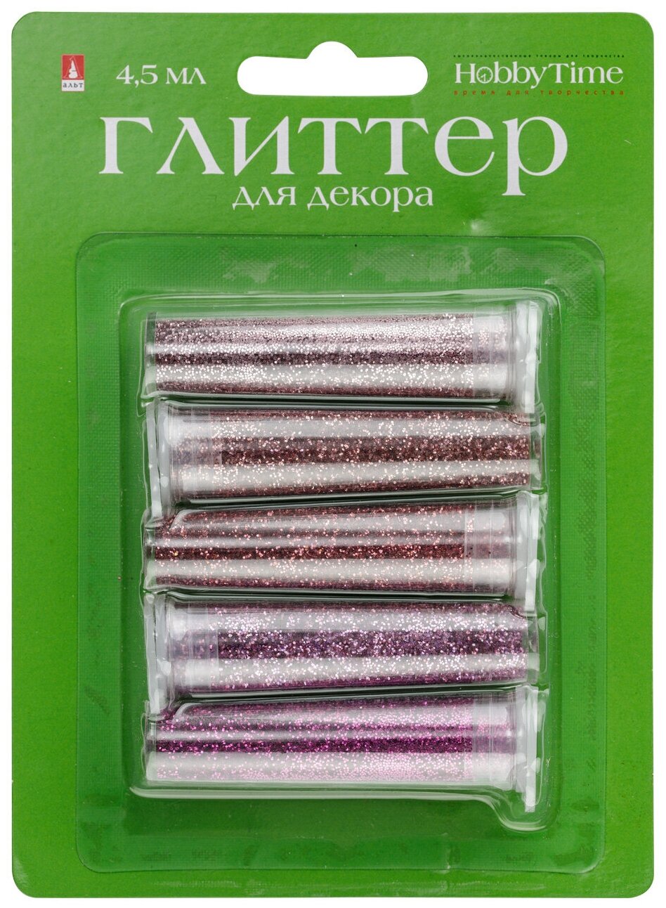 Глиттер для декора, С дозатором, 4.5 Г, В блистере, ( 5 цветов ), цветовая гамма №5, Арт. 2-308/05