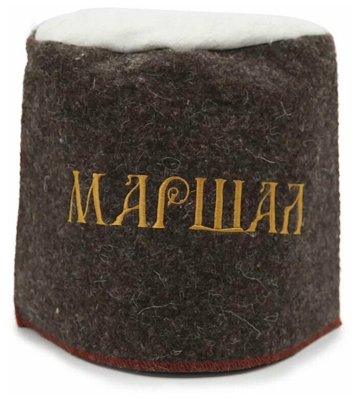 Шапка для бани БаняМания "Папаха", войлок, с вышивкой "Маршал", серая