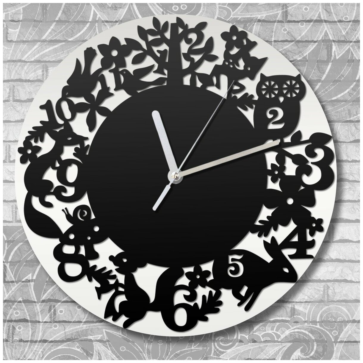 Настенные часы деревянные бесшумные животные (для детской) - 69