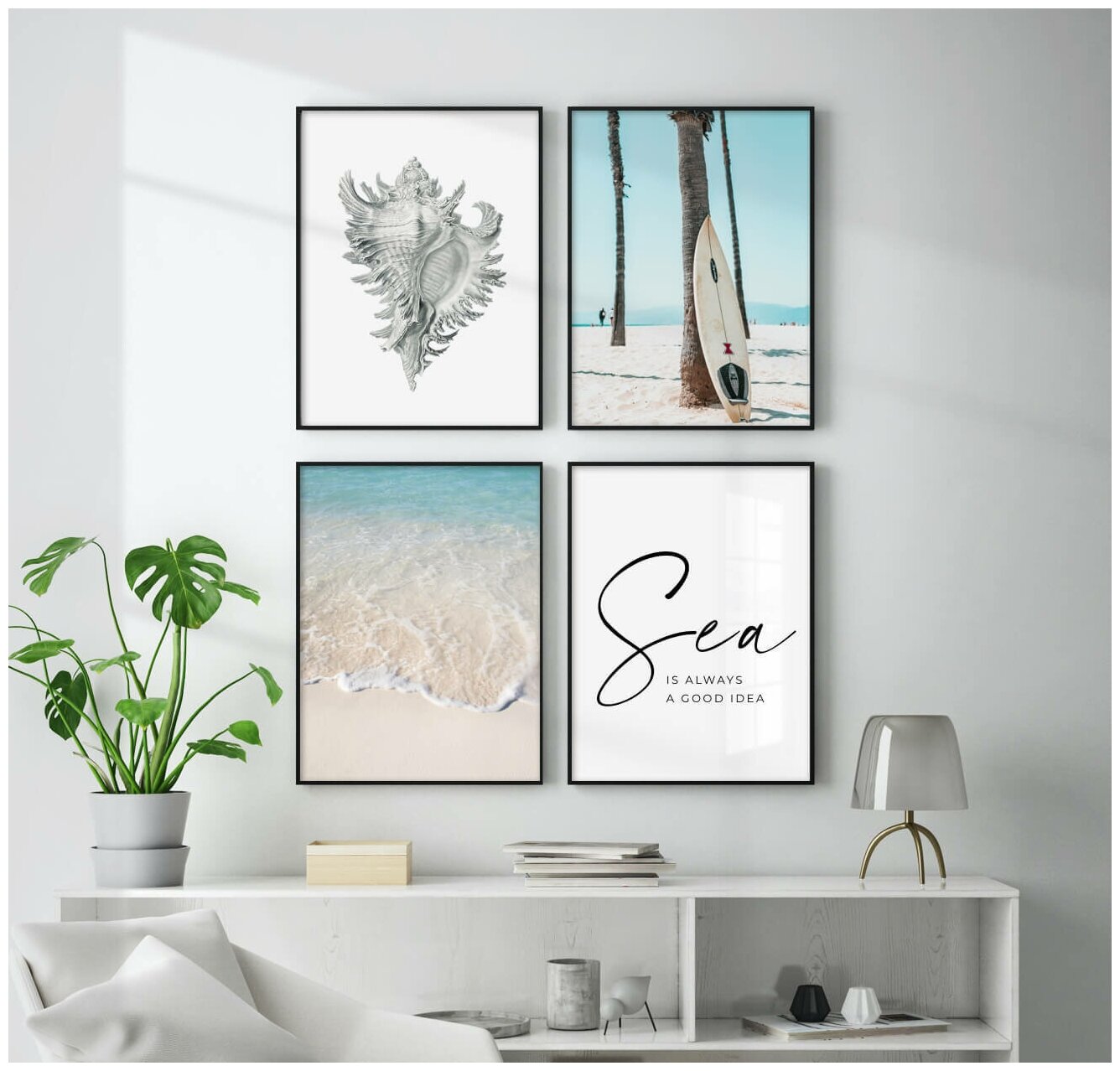Набор постеров 4 шт "Море серфинг" 40x50 плакат для интерьера, картина на стену