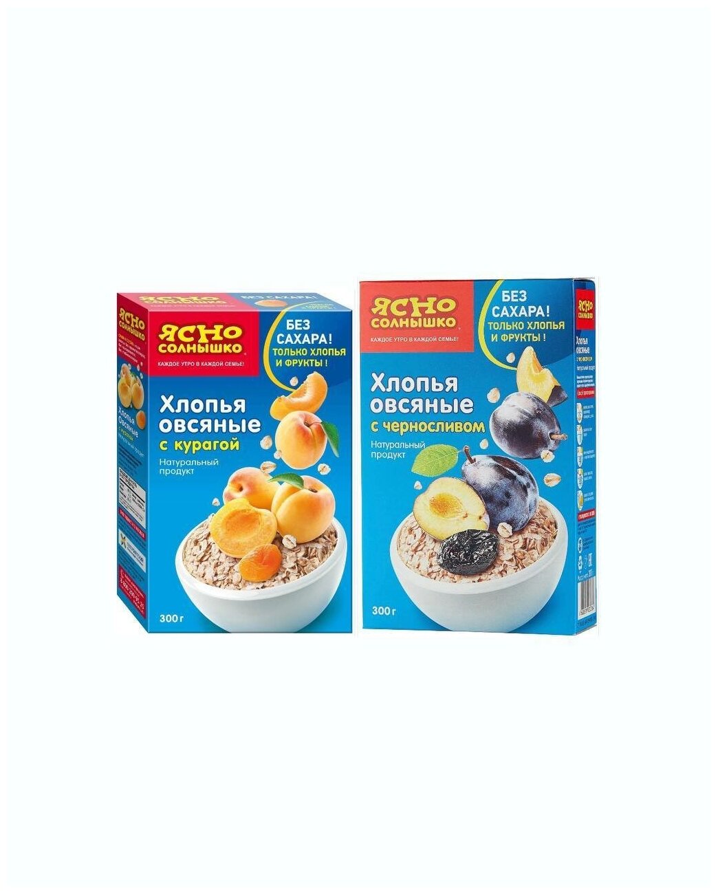 Хлопья овсяные с курагой/черносливом Ясно cолнышко , 2 шт по 300 г