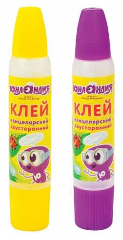 Клей канцелярский двусторонний юнландия, 30 мл, с узким и широким аппликаторами, 227536 (цена за 1 ед. товара)