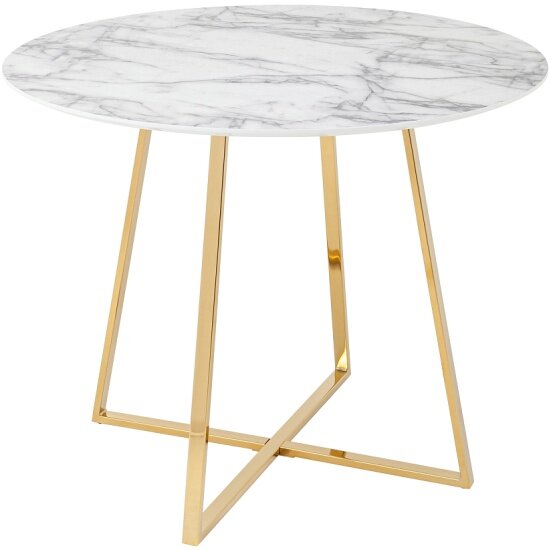 Стол обеденный Stool Group Дакота, 100х100, белый/золото