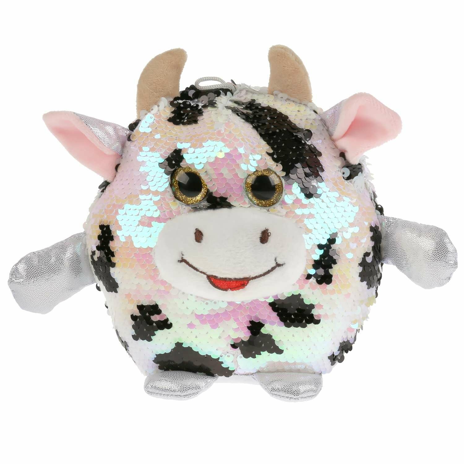 Мульти-пульти. "Корова из пайеток" пятнистая 17см, без чипа, в пак. арт. JE7002-1LNS