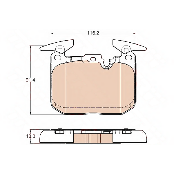 TRW GDB1943 (000408SX / 0252502818 / 0252502818PD) колодки тормозные передние