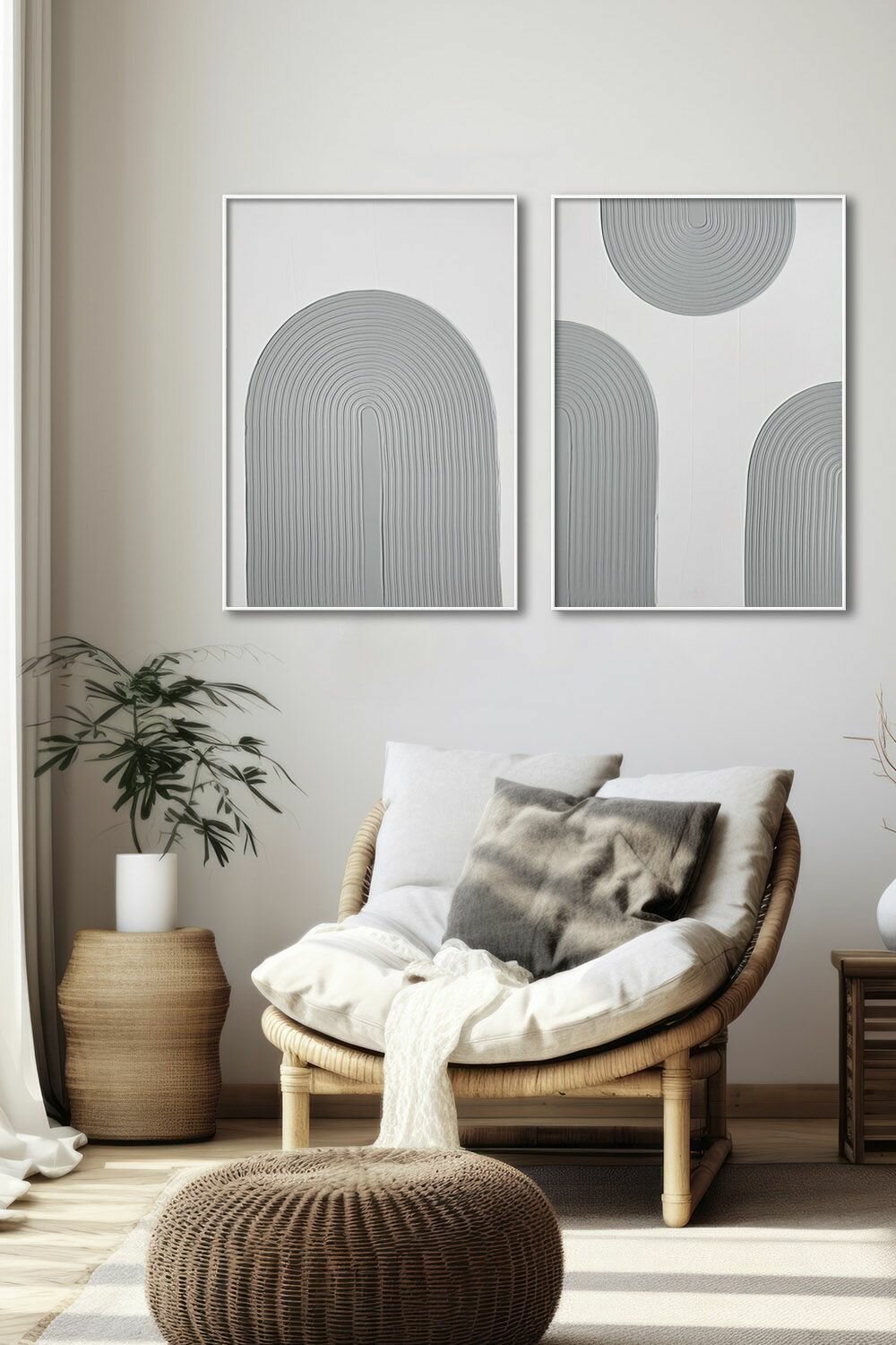 Набор из двух картин из гипса DECORMARKT Пара №37, 50х70 см, в белых рамках