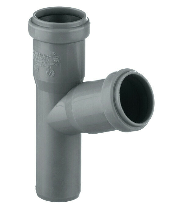 Тройник Ostendorf HTEA d32 мм 67° пластиковый для внутренней канализации (110300) Ostendorf 110300/38239