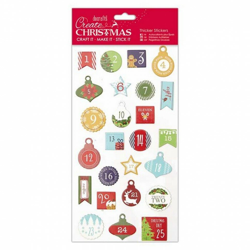 Docrafts PMA351804 Набор стикеров Create Christmas Новогодние цифры, Картон