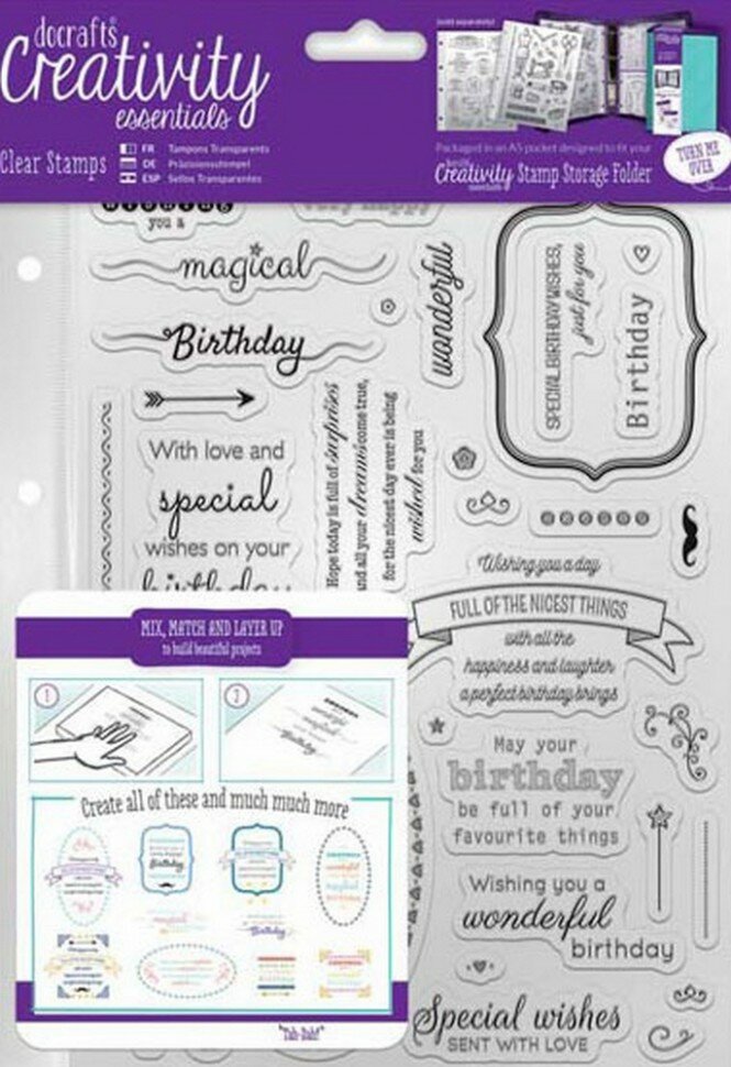 Docrafts DCE907126 Набор штампов Стихотворения ко Дню Рождения, 14.8 х 21 см