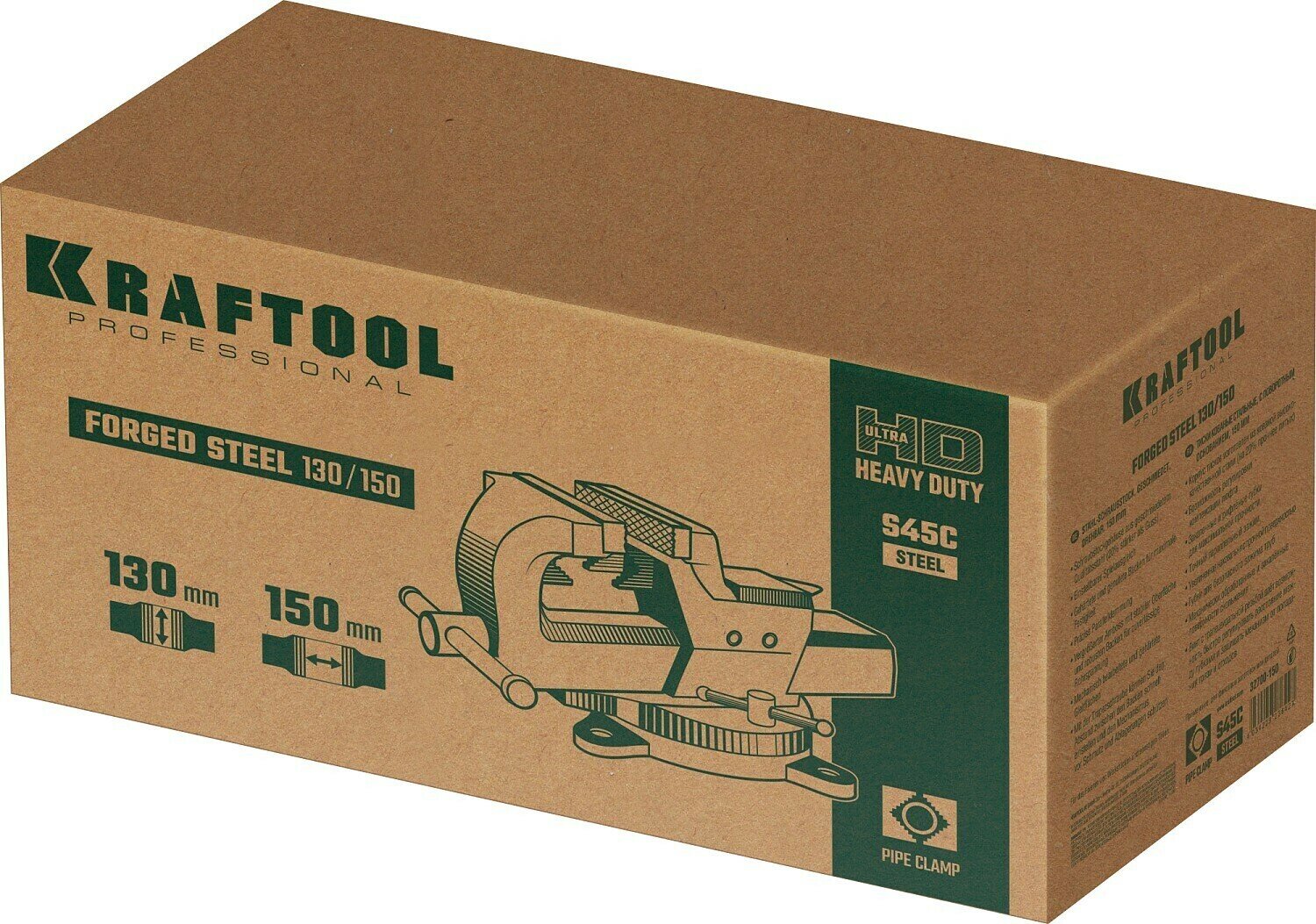 KRAFTOOL Forge-130/150, с регулировкой компенсации люфта, кованые стальные тиски (32700-150)