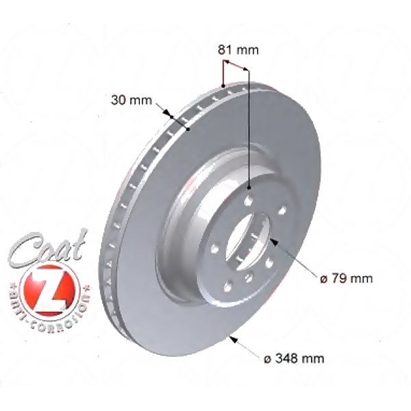 ZIMMERMANN 150.3408.20 (34116750267 / 34116864057) диск торм BMW (БМВ) e65 / e66 3,0d-6,0 01- пер вент 348x30