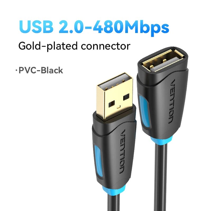Vention USB 3.0 кабель удлинитель 2m, 480Mbps-Gold Plated