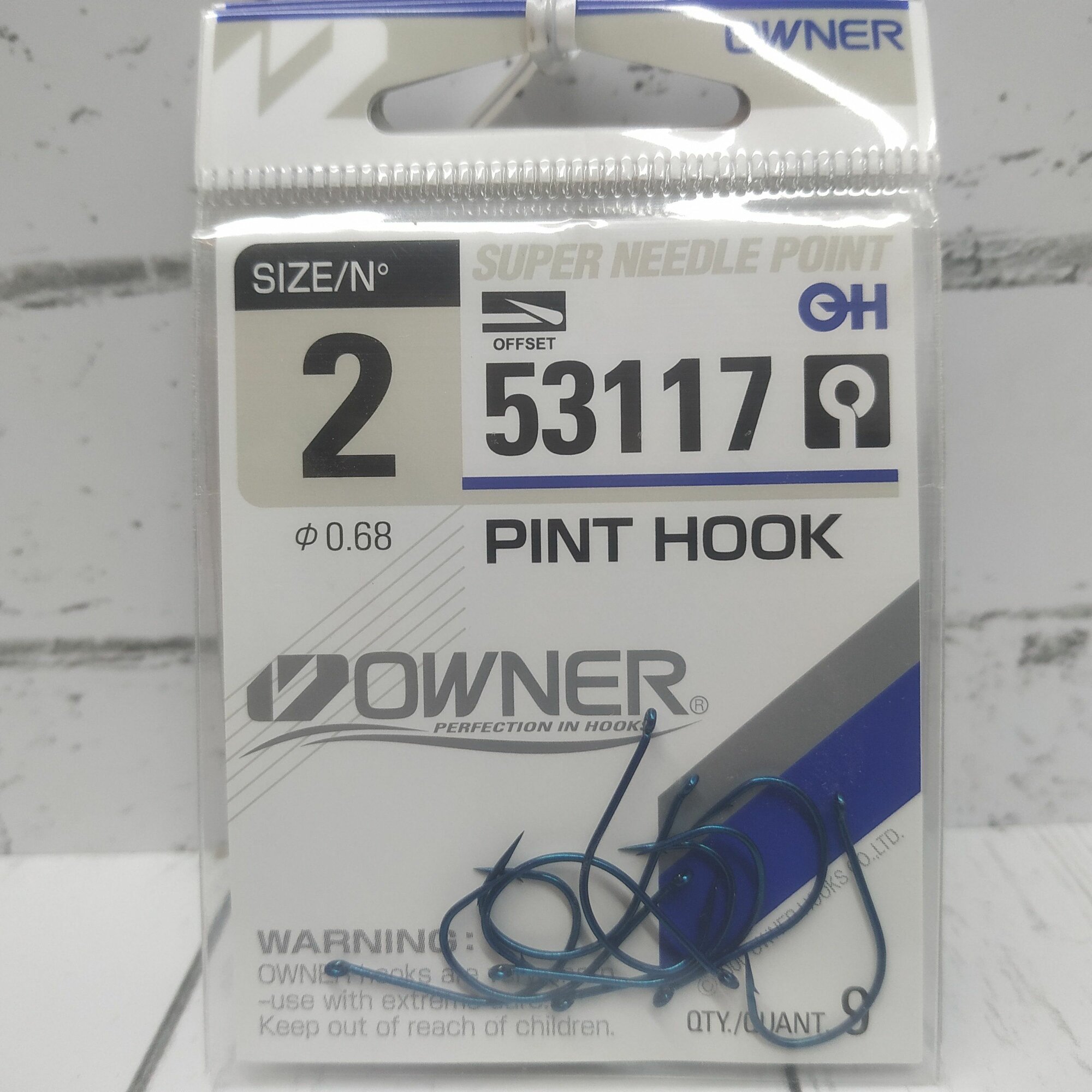 OWNER Крючок Pint Hook-ORIGINАL blue 53117-№2-9шт(5уп)-45шт