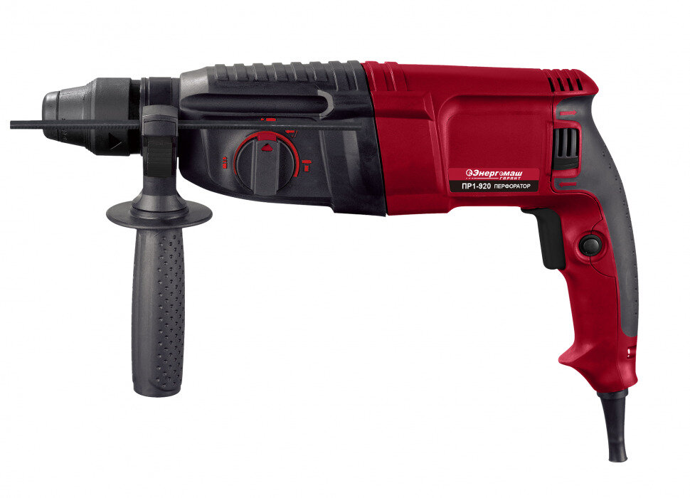 Перфоратор Энергомаш Гарант ПР1-920 Потребляемая мощность - 920 Вт Регулировка оборотов - Есть Тип инструмента - Сетевой