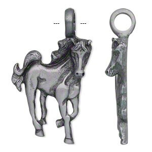 Подвеска, 43х26мм, лошадка, базовый материал - цинковый сплав, под античное серебро, 1 шт.