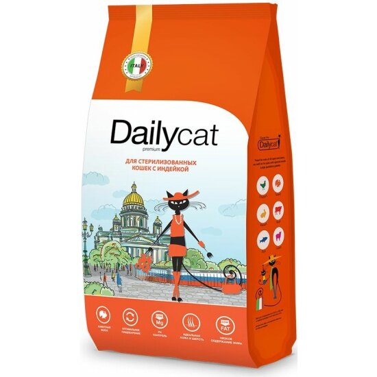 Корм сухой Dailycat casual для взрослых стерилизованных кошек с индейкой 3кг