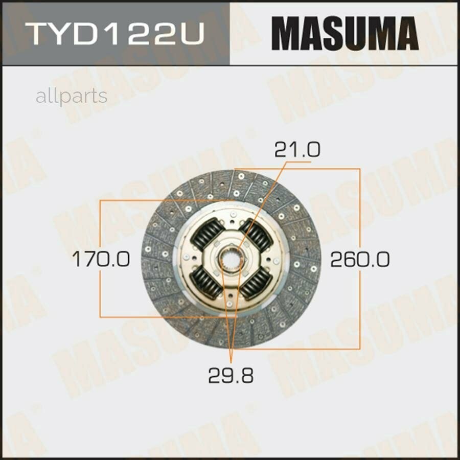 MASUMA TYD122U диск сцепления!\ Toyota Land Cruiser 90/Prado KZJ90/KDJ90 96-98
