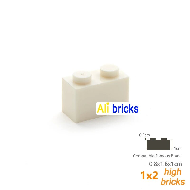 Конструктор JIAJIALE пластиковые блоки 1х2 60 шт Белый, 60pcs white