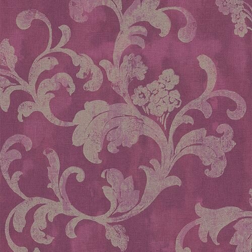 Немецкие обои моющиеся Rasch Florentine 2 455373, цвет лиловый, рисунок флора, моющиеся, 53 см * 10.05 м