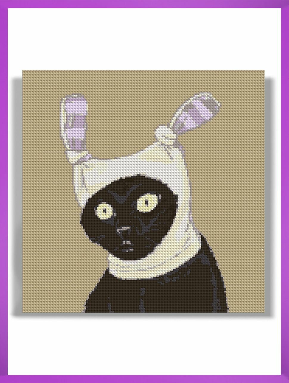 Алмазная мозаика на подрамнике - вышивка Котик в носке 40 х 40 см