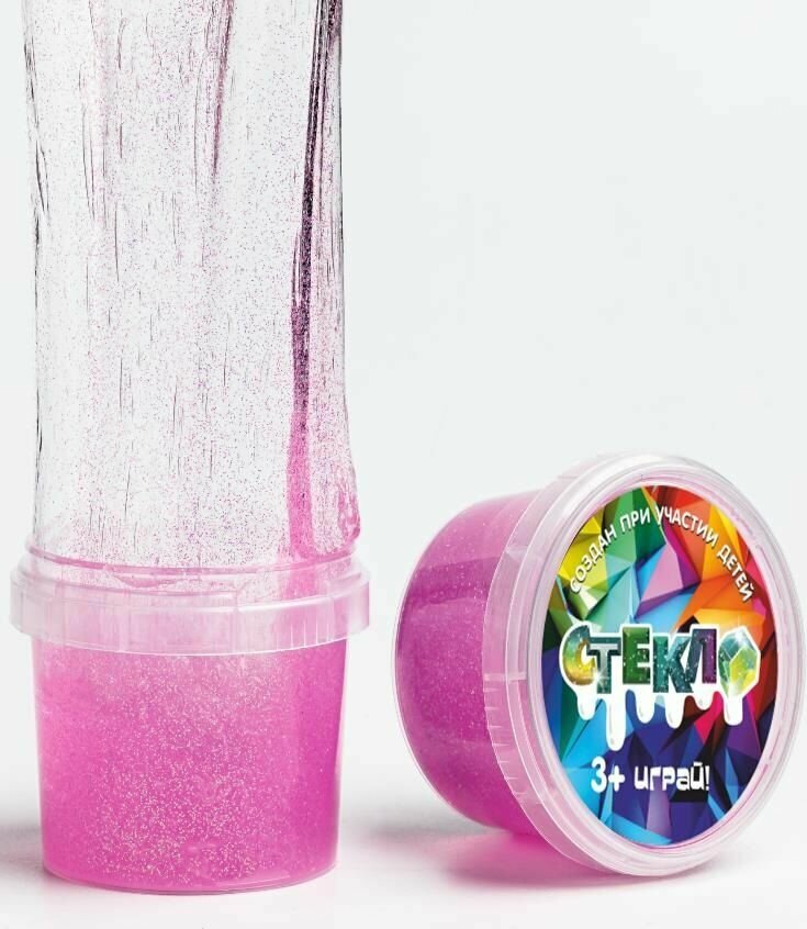 Лепа Слайм Стекло (90гр, с малиновыми блестками, t замерзания +5°C, в банке, от 3 лет) 00-00001214,