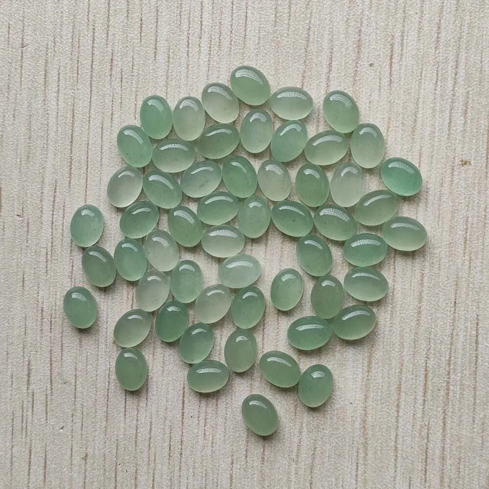 Натуральный зеленый авантюрин модные овальные бусины CAB CABOCHON 6x8 мм для изготовления ювелирных аксессуаров оптом 50 шт./лот