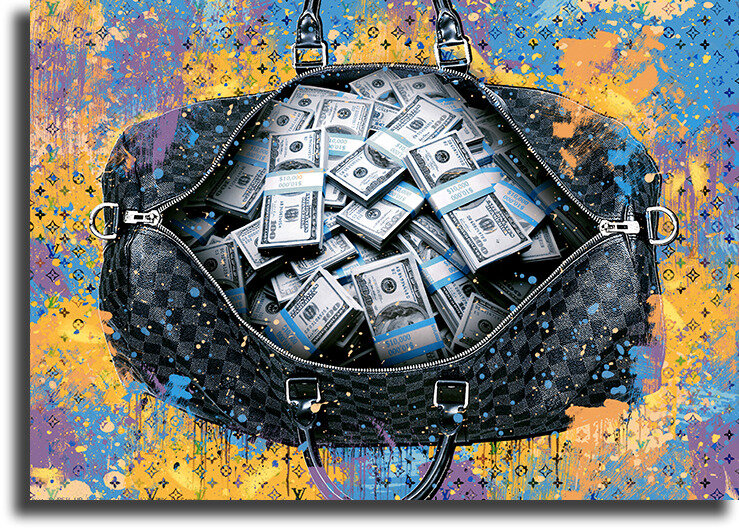 Картина "Сумка с деньгами" 50х30 см