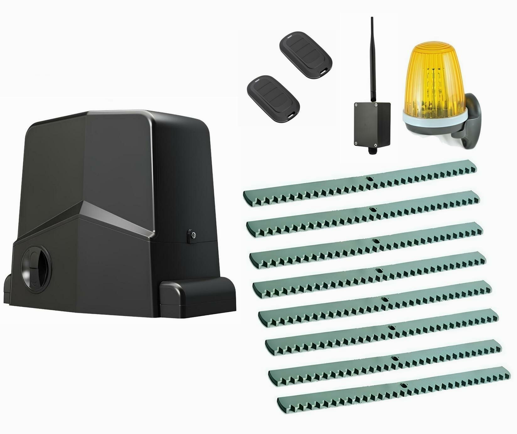 Автоматика для откатных ворот ARW-1000MKIT L8-BT, комплект: привод, сигнальная лампа, 2 пульта, 8 реек, Bluetooth-модуль