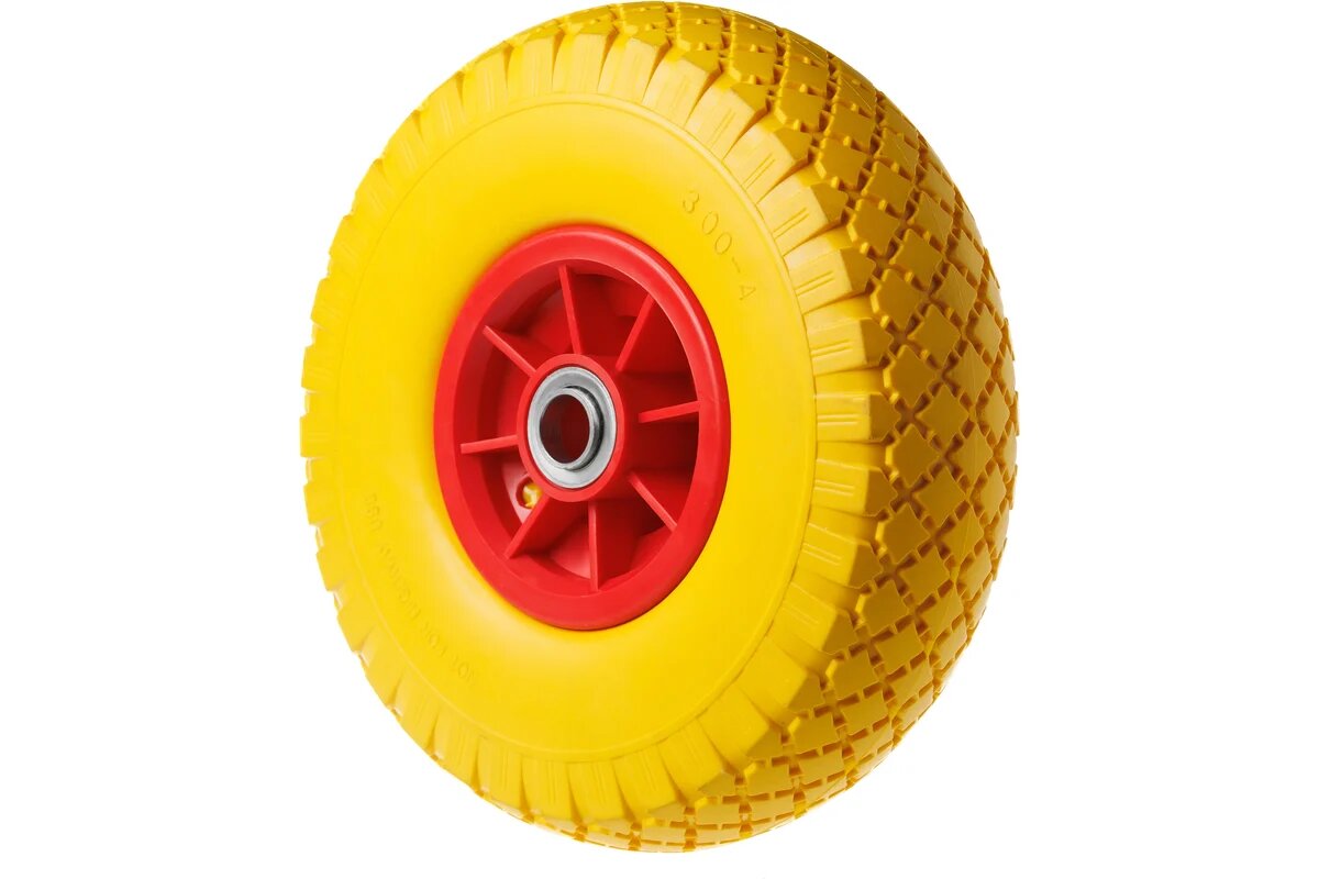 А5 Колесо для тачки / тележки полиуретановое бескамерное 3.00-4, диаметр 260 мм, ось 20 мм, подшипник, PU 1806-20 1000372