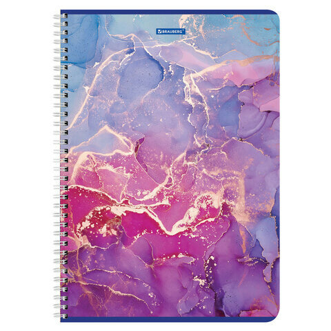 Тетрадь А4, 96 л, на спирали BRAUBERG Marble, клетка, матовая ламинация, обложка ассторти, 1 шт. (BRAUBERG 404063)