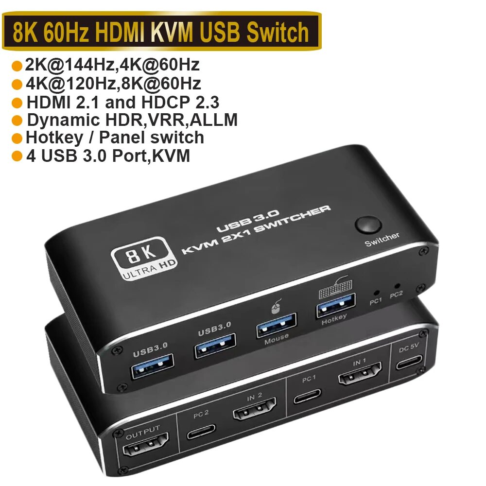 Navceker 8K 60Hz HDMI KVM USB Switch ZY-AK4