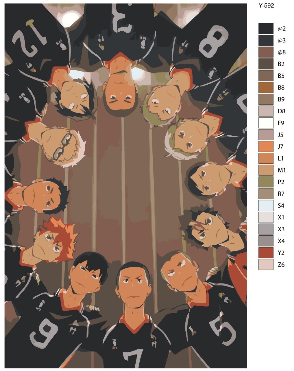 Картина по номерам Y-592 "Аниме Волейбол. Волейбольный клуб старшей школы Карасуно" 50x70