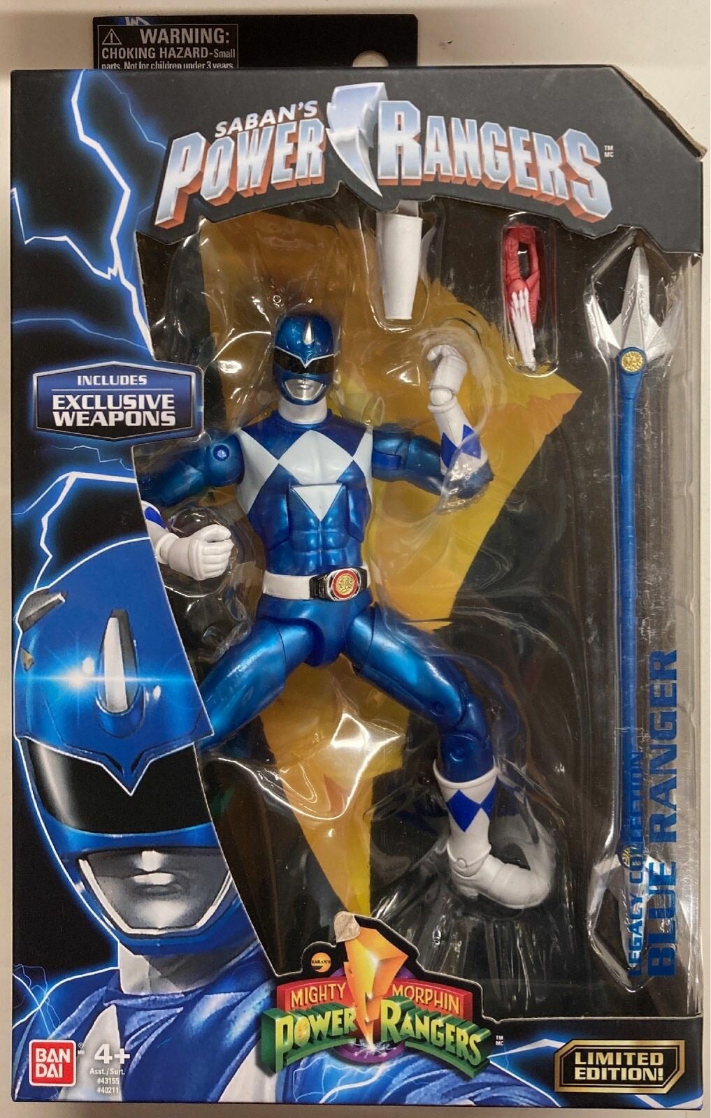 Bandai/Power Rangers-Ограниченная серия 6-дюймовых Синих рейнджеров, эксклюзивное оружие -enj