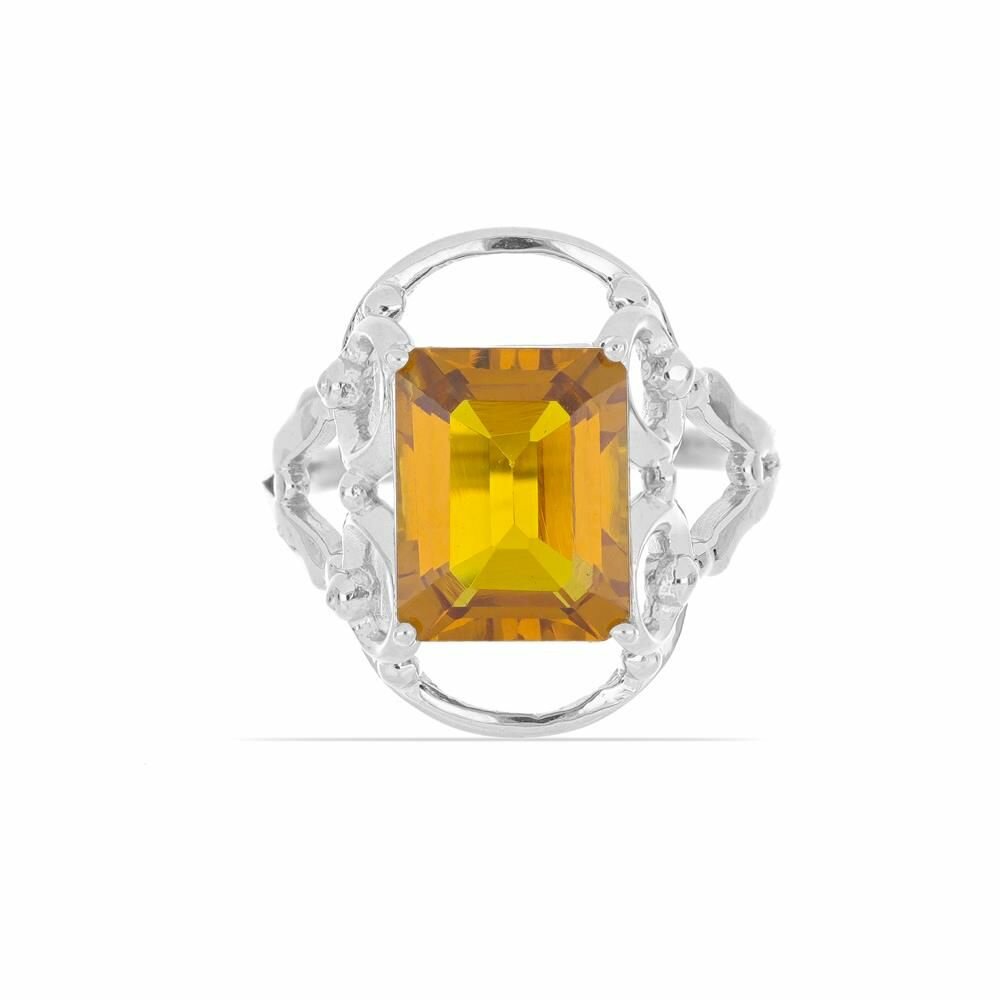 Кольцо, серебро, 925 проба, родирование, султанит синтетический