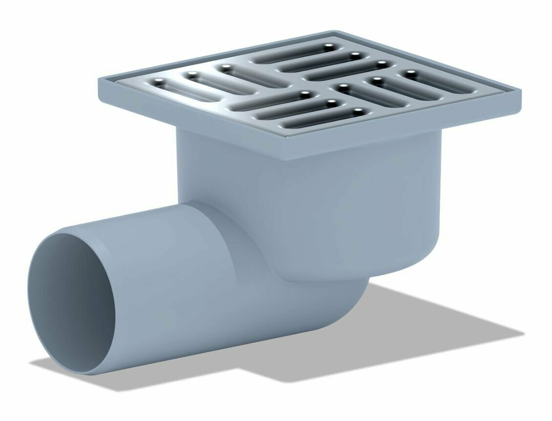 Трап 50 решётка-100*100 Ани пласт TQ5102 с сухим затвором, горизонтальный нерегулируемый, с решёткой из нержавеющей стали