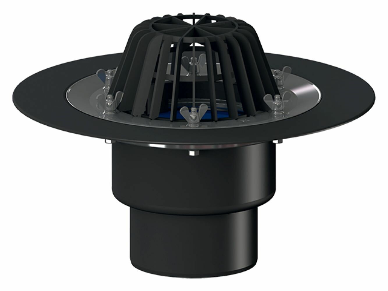 Воронка кровельная HL62 с вертикальным выпуском PP Дн 110 с листвоуловителем, теплоизоляцией, обжимным фланцем HL HL62/1