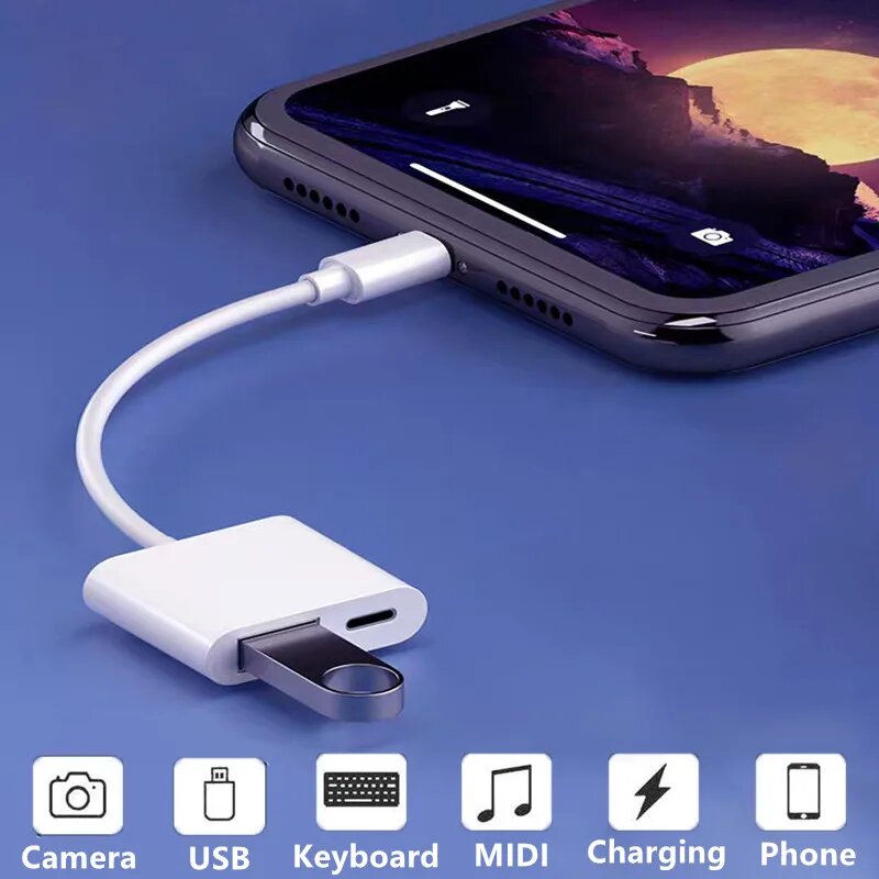 Для iPhone 11 8 к USB 3,0 камера SD кардридер Мышь Клавиатура 8Pin адаптер для iPad USB флеш-накопитель зарядное устройство разделитель разъем
