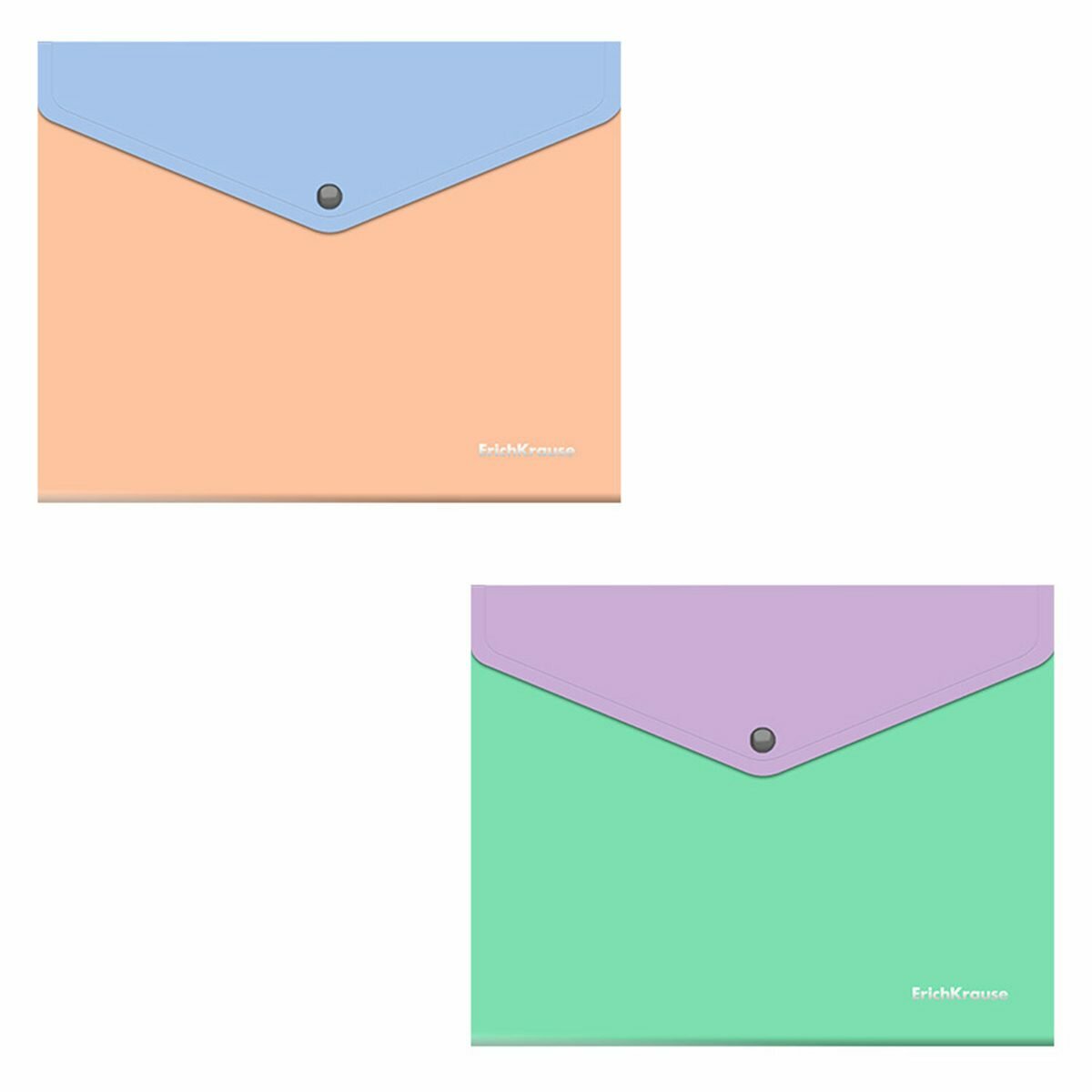 Папка-конверт на кнопке Erich Krause Matt Pastel Bloom (А5+, до 120 листов, с карманом) (61150)