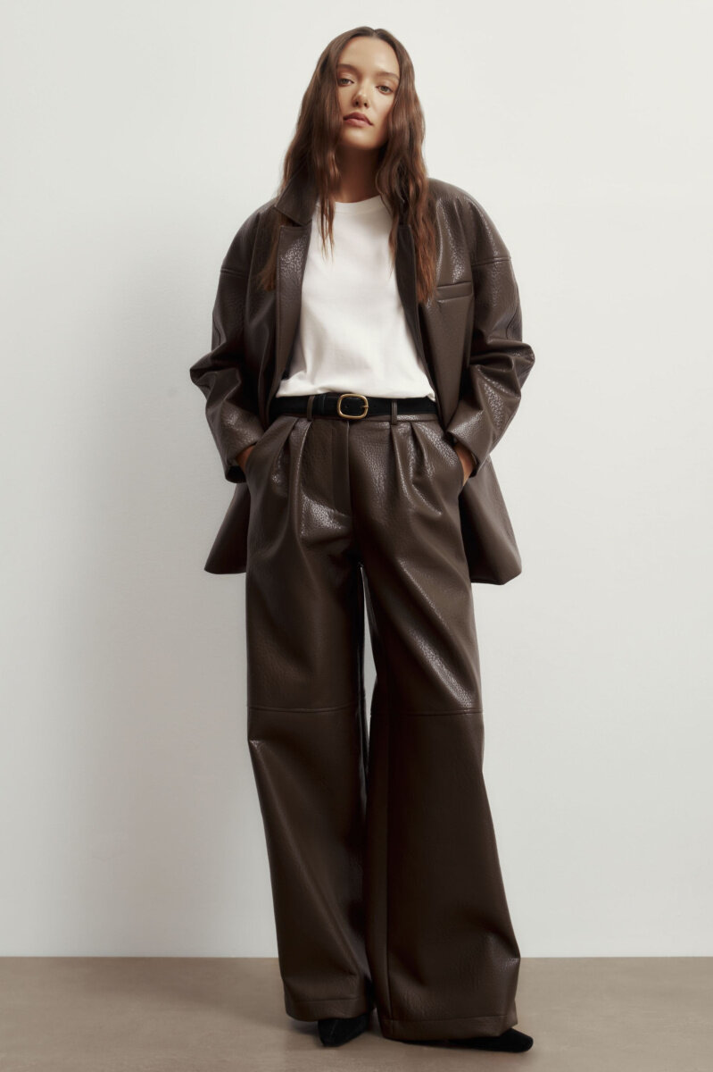 Брюки палаццо Брюки Grain из эко-кожи