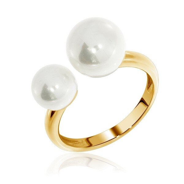 Кольцо, серебро, 925 проба, родирование, жемчуг имитация