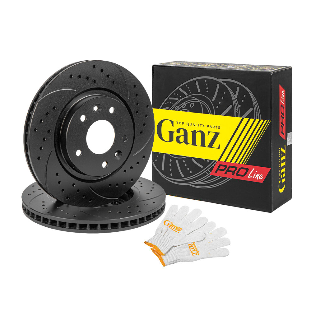 Диск тормозной GANZ передний перфорированный PRO-Line с покрытием (комплект - 2 шт) HYUNDAI Tucson / Sonata / Elantra / Cerato Арт: GIJ10019S