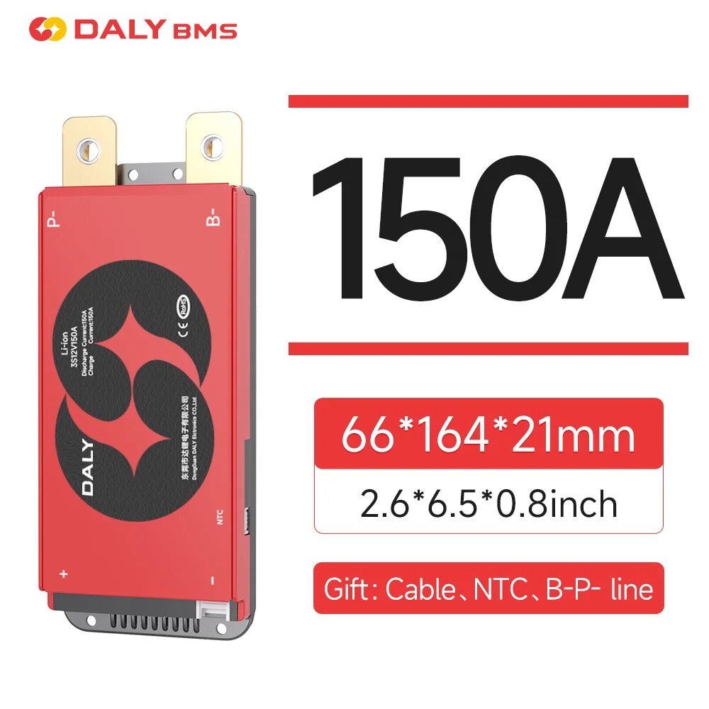 DALY BMS для литий-ионных аккумуляторов Lifepo4 4S 12V, 150A NTC