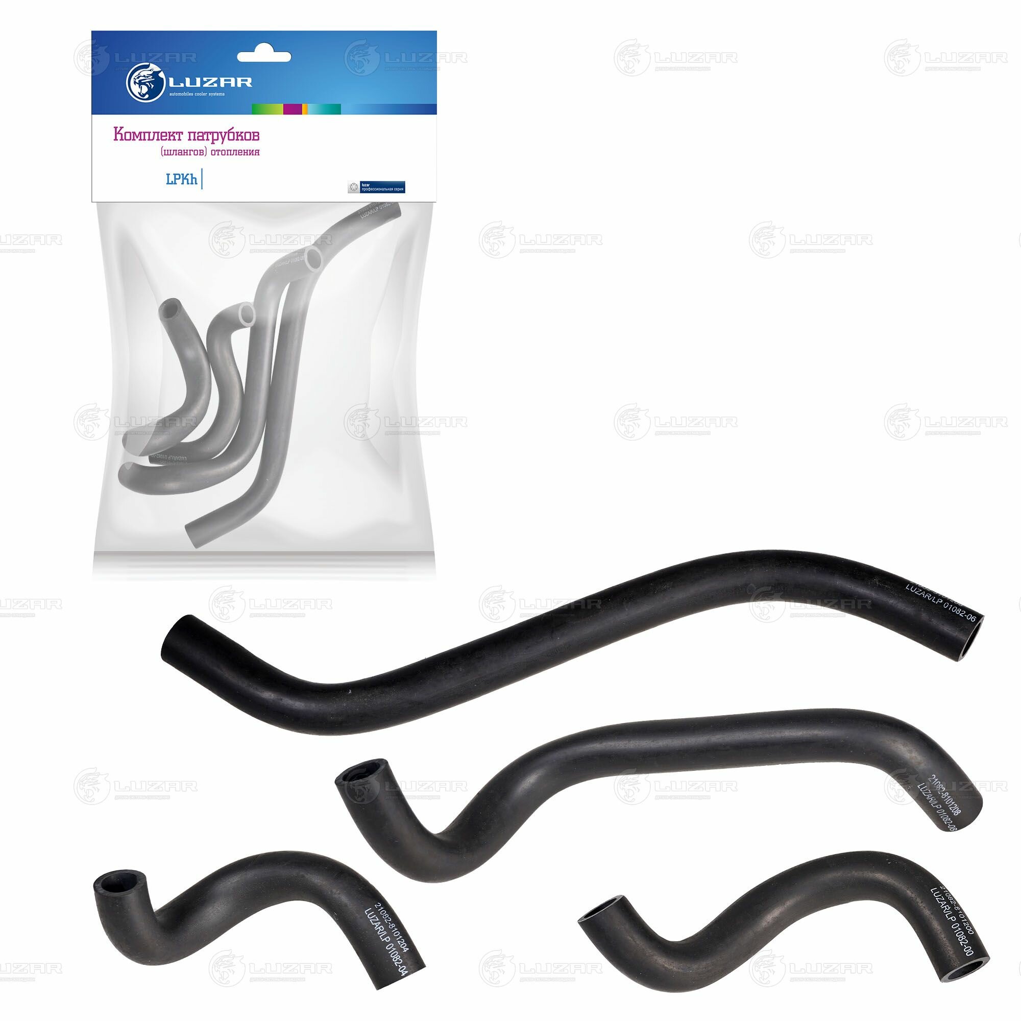 Комплект патрубков отопителя ВАЗ-21082 4шт. упак. Luzar