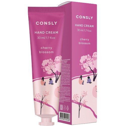 Парфюмированный гиалуроновый крем для рук Consly с экстрактом цветущей вишни, 30 мл