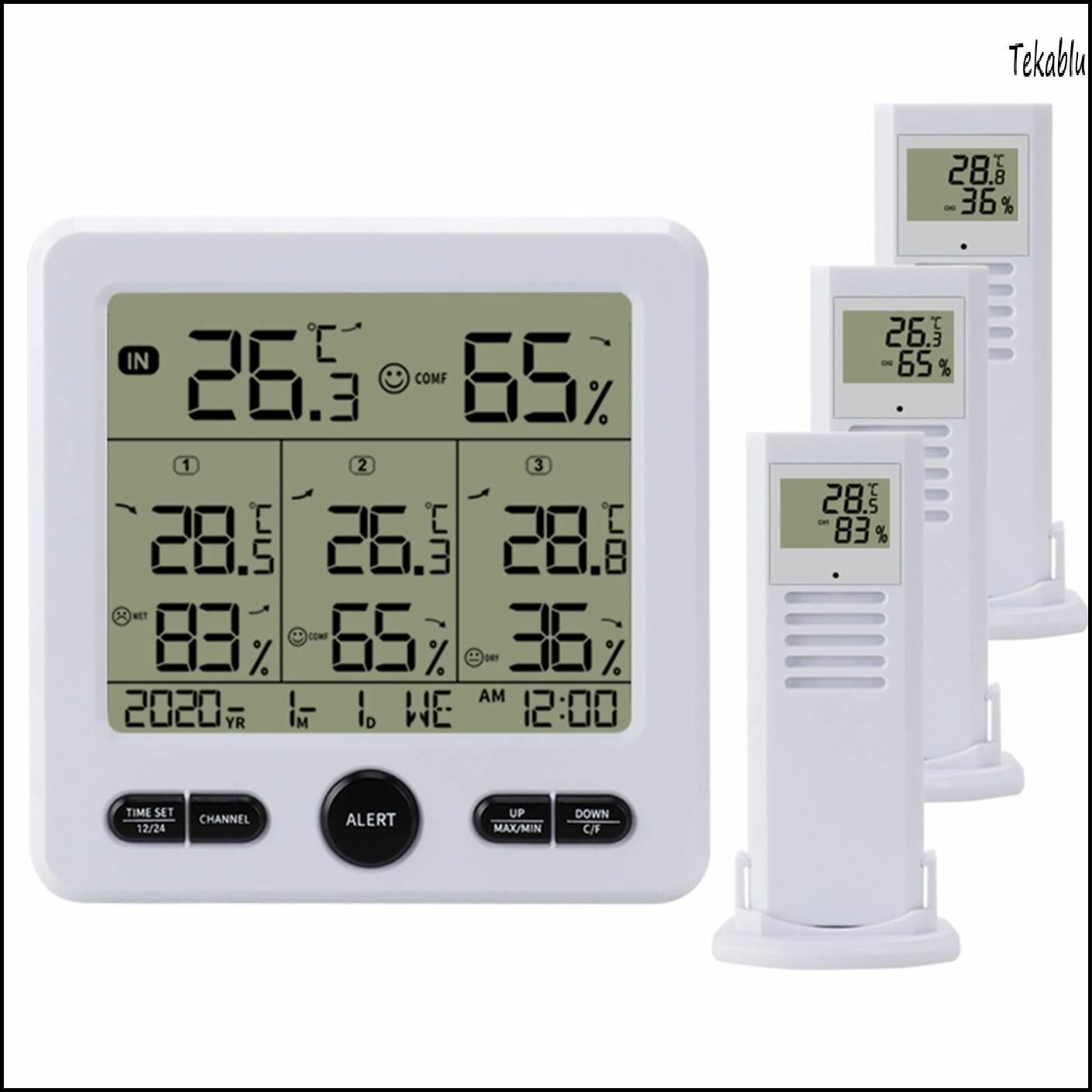 Цифровой беспроводной комнатный наружный термогигрометр с 3 удаленными датчиками