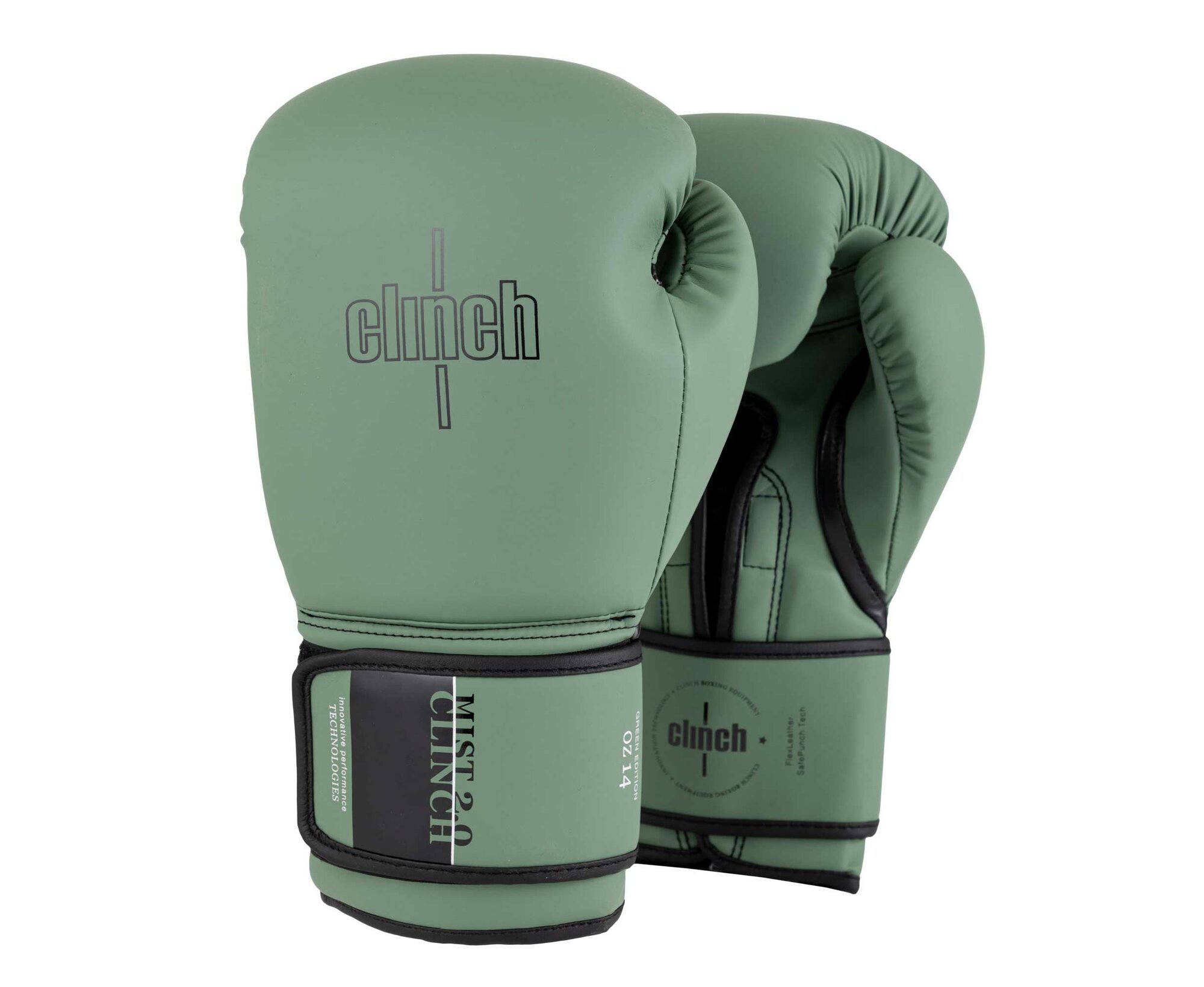 Перчатки боксерские Clinch Mist 2.0 зеленые (вес 8 унций)