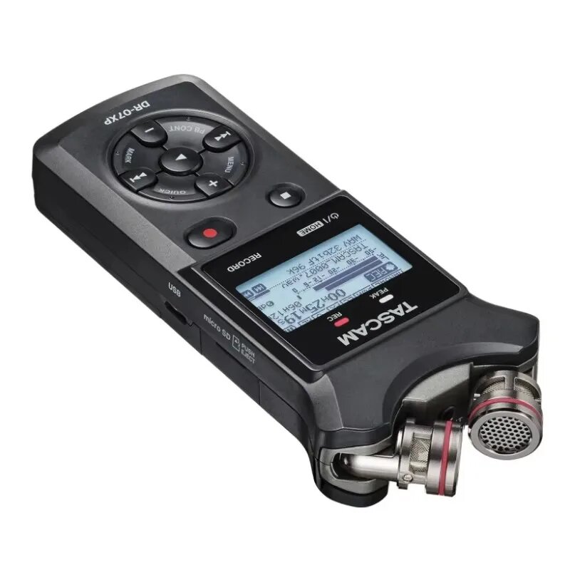 TASCAM DR07XP DR-07XP 2-канальный 32-битный поплавковый портативный рекордер с интерфейсом USB-C и регулируемыми микрофонами для записи