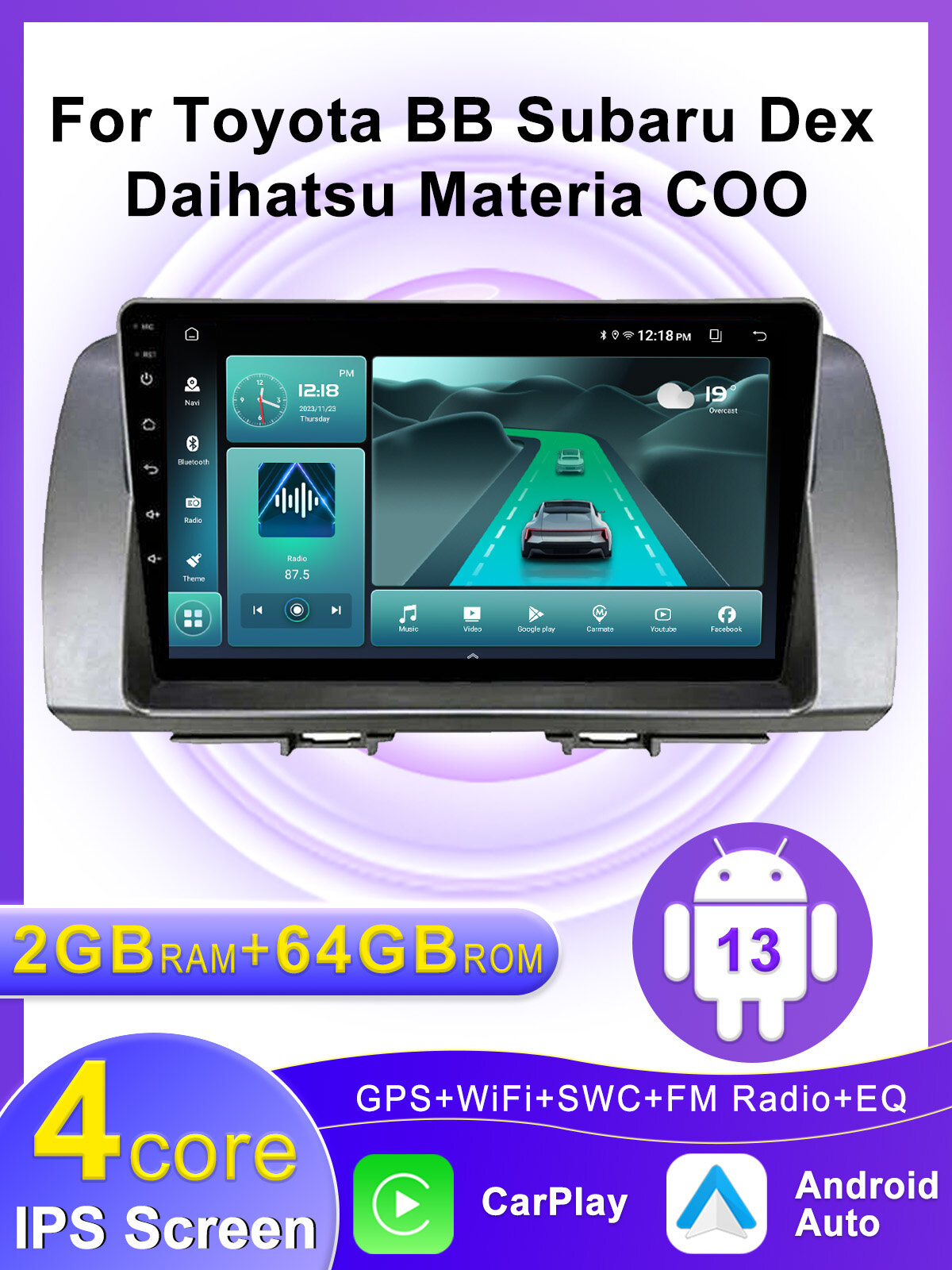 Магнитола для Toyota BB Subaru Dex Daihatsu Materia COO